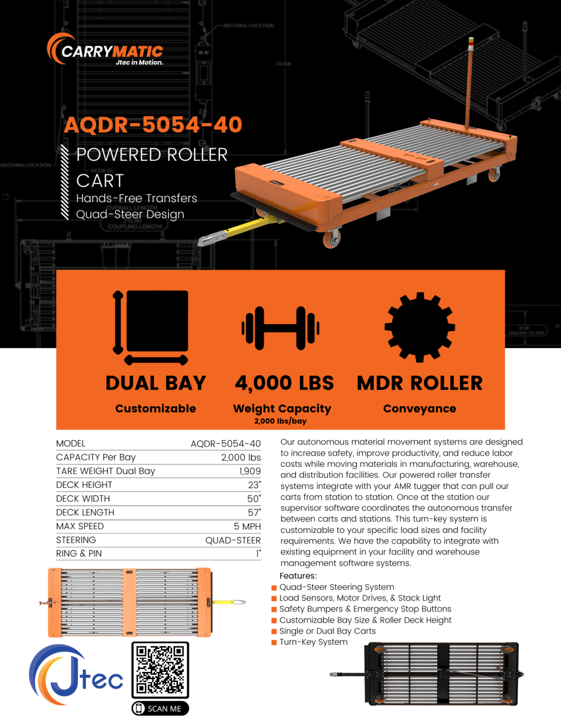 CarryMatic Dual Bay Cart - Spec Sheet - Jtec Products