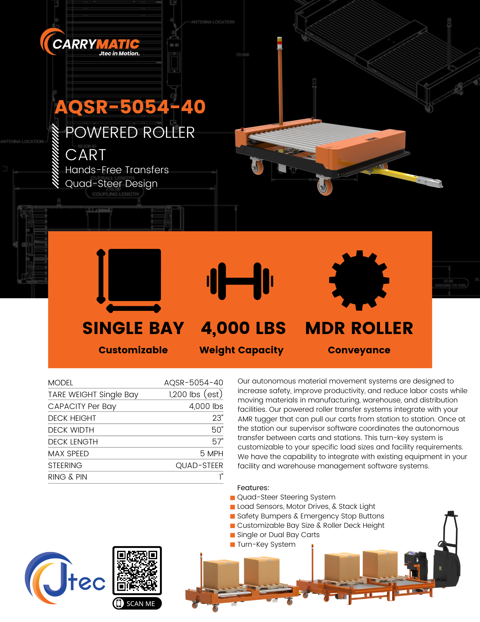 CarryMatic Single Bay Cart - Spec Sheet - Jtec Products