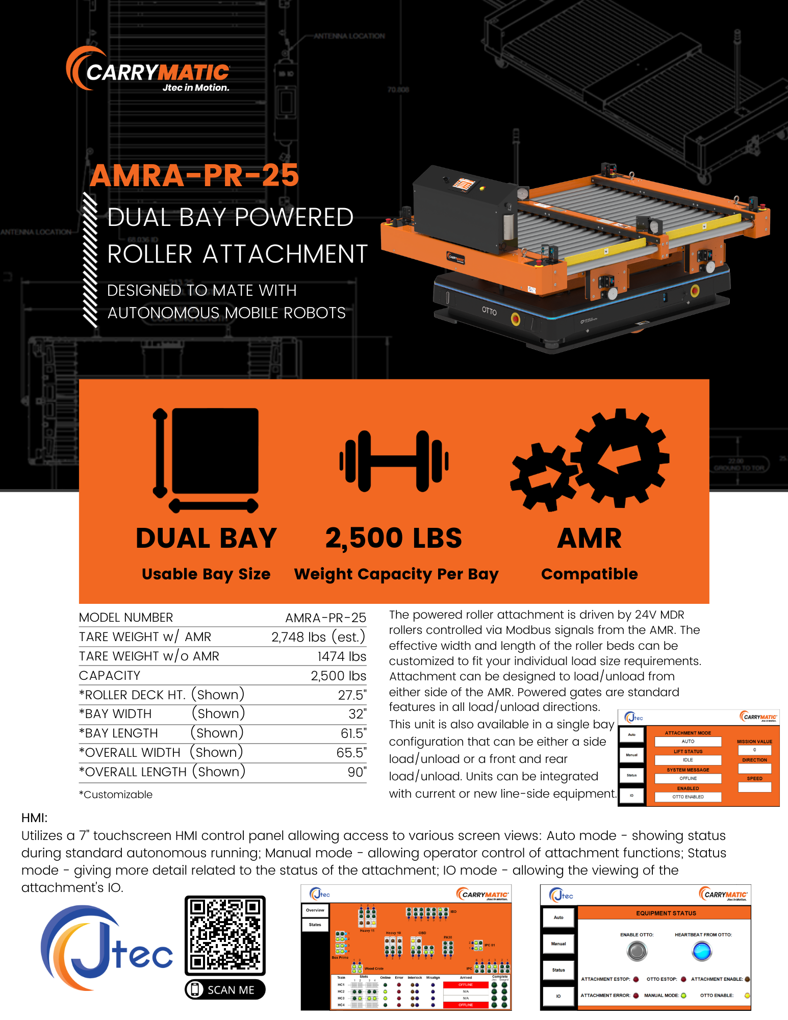 Powered Roller Attachment Dual Bay - Spec Sheet - Jtec Products