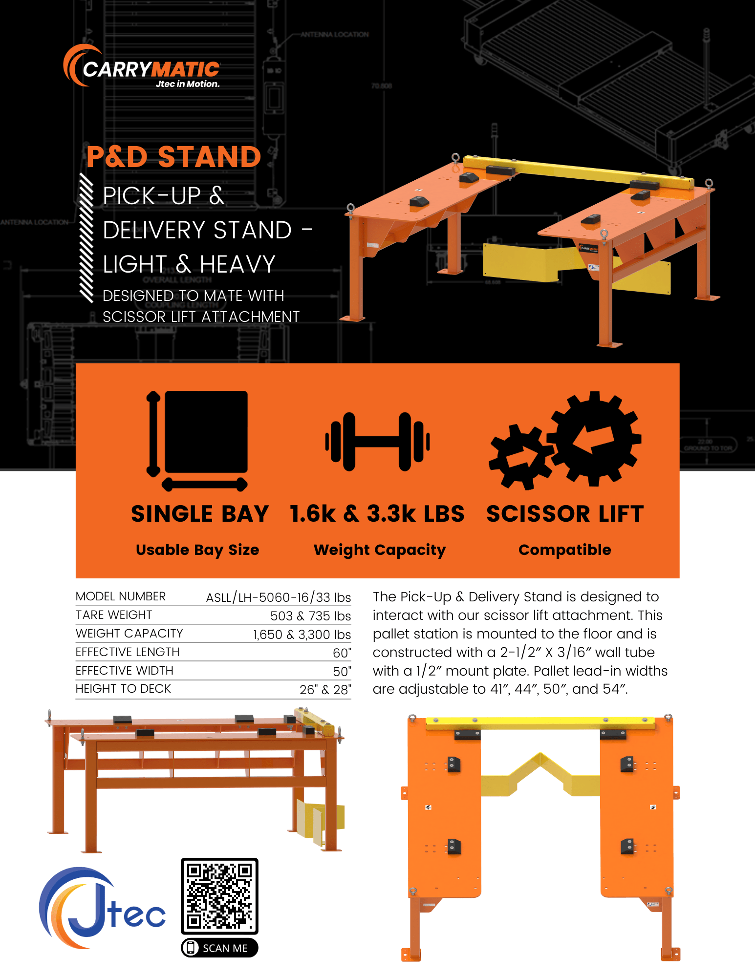 Pick-Up & Delivery Stand - Heavy- Spec Sheet - Jtec Products